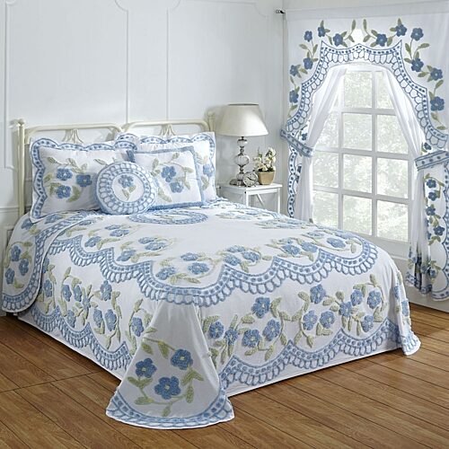 Click here for Better Trends Bloomfield Bedspread  One Size  Blue prices