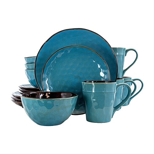 Elama Sea Glass 16-pc. Stoneware Dinnerware Set  One Size  Blue