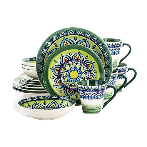 Click here for Elama Zen Green Mozaik 16 Piece Luxurious Stonewar... prices