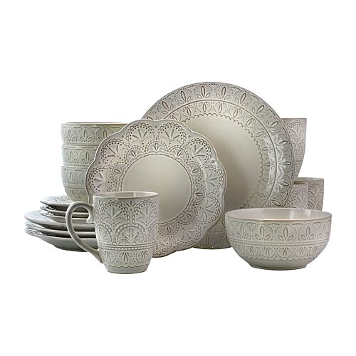 Click here for Elama White Lace 16 Piece Luxurious Stoneware Dinn... prices
