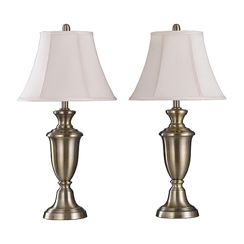 StyleCraft Home Collection 30.5 Traditional Metal Table Lamp  Set of 2 - Brass