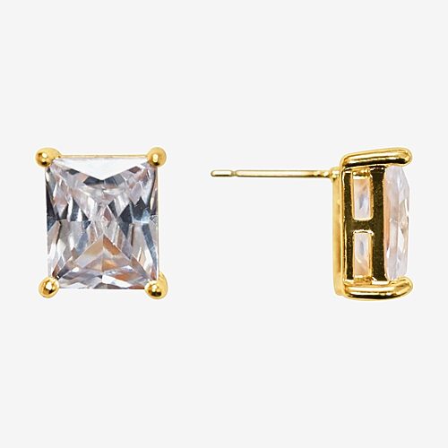 Click here for Bijoux Bar Simulated White Glass Square Stud Earri... prices
