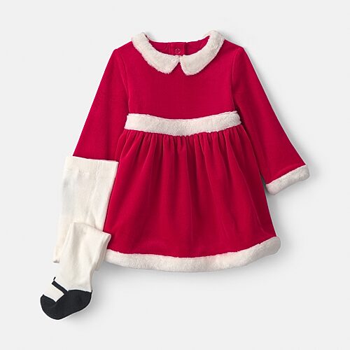 Click here for Carters Baby Girls Long-Sleeve Christmas Velour Dr... prices