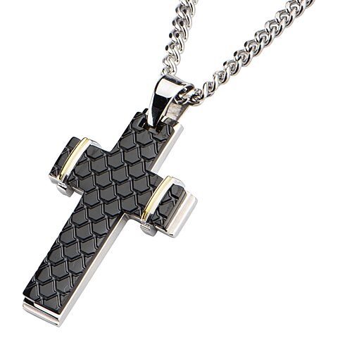 Click here for Inox Mens Tri-Tone Stainless Steel Fish Scale Cros... prices