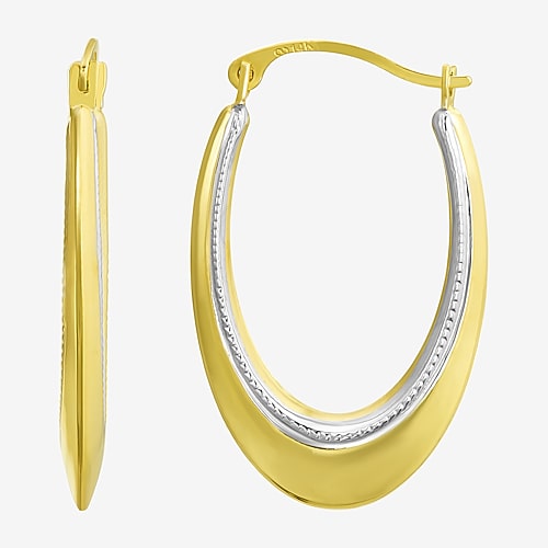 Click here for Womens 10K Two Tone Gold 14K Gold 25mm Hoop Earrin... prices