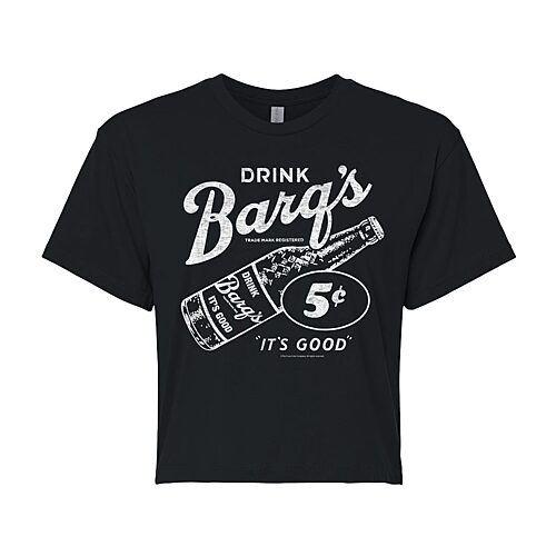 Click here for BarqS Rootbeer Cropped Tee Womens Juniors Crew Nec... prices