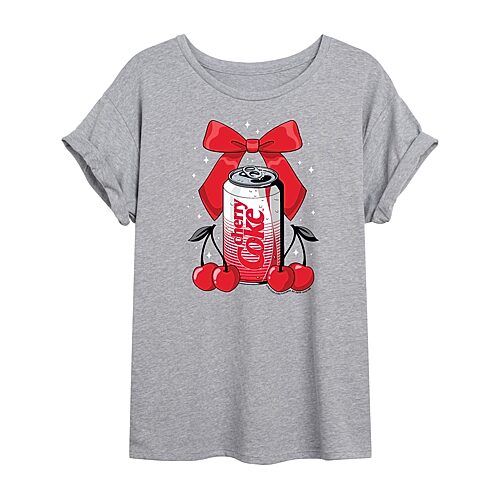 Click here for Bow Cherry Coke Tee Womens Juniors Crew Neck Short... prices