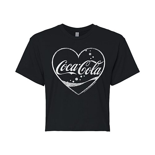 Click here for Coca-Cola Heart Cropped Tee Womens Juniors Crew Ne... prices