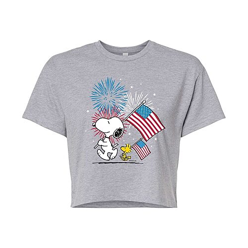 Click here for Woodstock Flag Cropped Womens Juniors Crew Neck Sh... prices