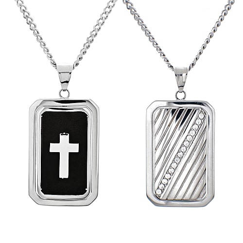 Click here for Mens 1/2 CT. T.W. White Cubic Zirconia Dog Tag Pen... prices
