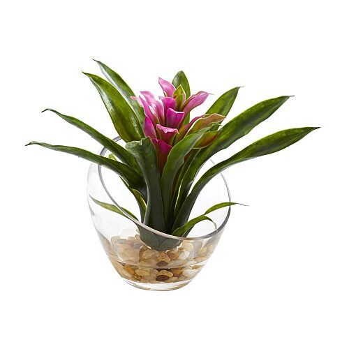 Click here for 8’’ Tropical Bromeliad in Angled Vase Artificial A... prices