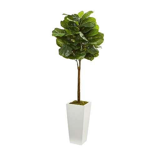 Click here for 4â Fiddle Leaf Artificial Tree in White Tower Pl... prices