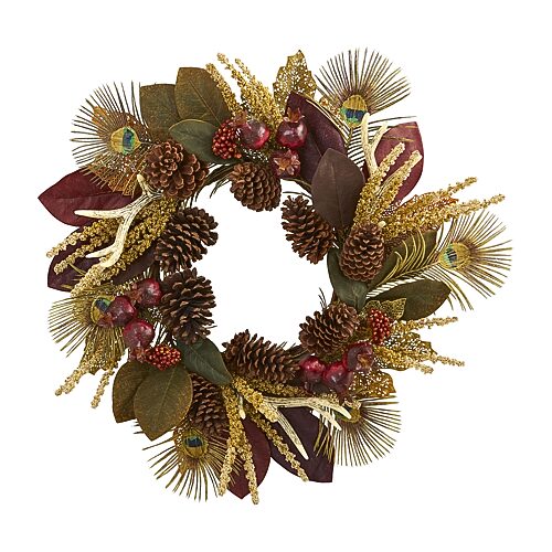 Click here for Nearly Natural 27in. Magnolia Leaf; Berry; Antler... prices