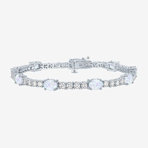 Click here for Gemstone Pure Silver Over Brass Tennis Bracelet  O... prices