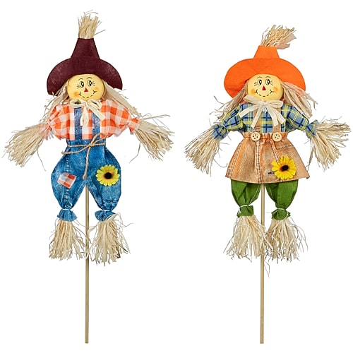 Click here for Northlight 18in Boy And Girl Scarecrow Picks 2-pc.... prices