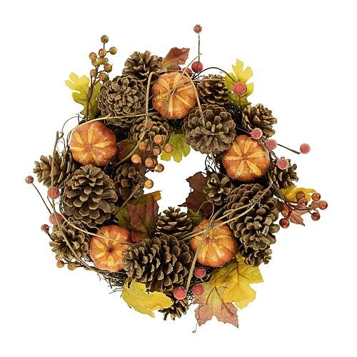 Click here for Northlight 13.5in Pinecone And Pumpkin Unlit Wreat... prices