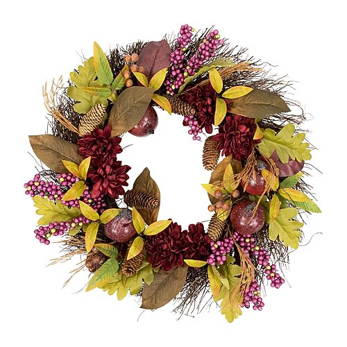 Click here for Northlight Mums And Pomegranates Twig Wreath  One... prices