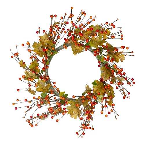 Click here for Northlight 22in Orange Berry And Yellow Leaf Wreat... prices