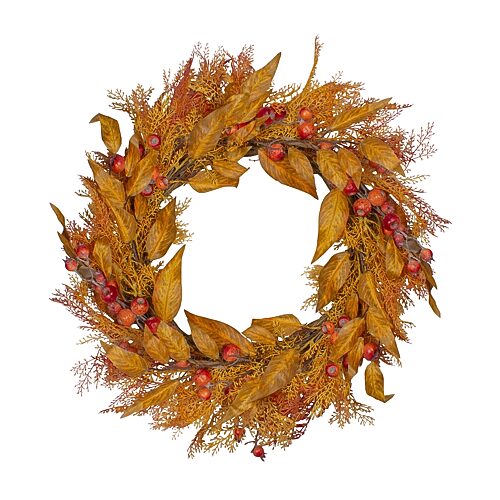 Click here for Northlight 24in Yellow And Orange Berry Unlit Wrea... prices