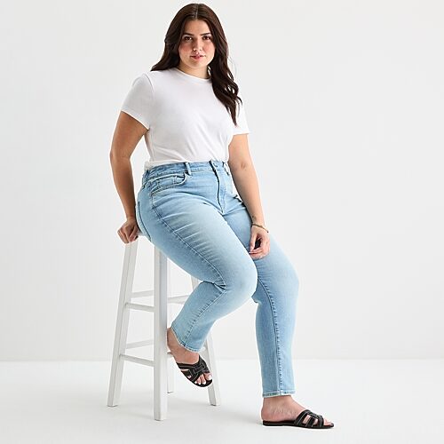Click here for a.n.a Womens Plus High Rise Straight Leg Jean  28w... prices