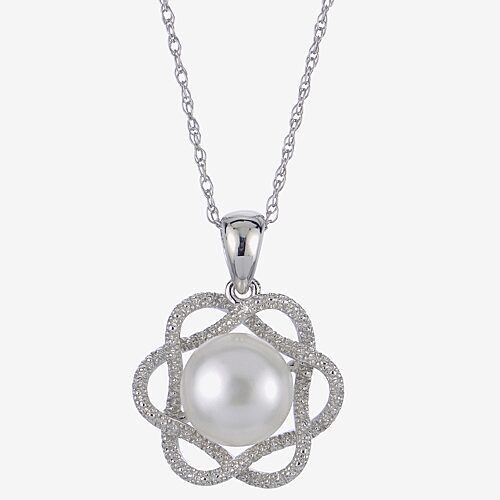 Click here for Freshwater Pearl & Diamond Pendant Necklace  One S... prices
