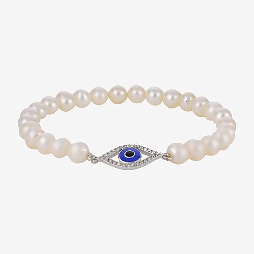 Click here for Cultured Freshwater Pearl Evil Eye Stretch Bracele... prices