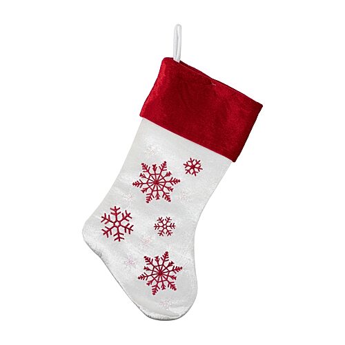 Click here for 19 Red and White Velvet Embroidered Snowflake Chri... prices