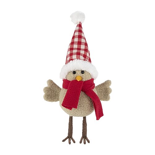 Click here for 10 Beige Standing Bird with Red Scarf and Plaid Ha... prices