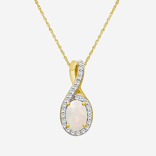 Click here for Womens 1/10 CT. T.W. Genuine White Opal 10K Gold I... prices