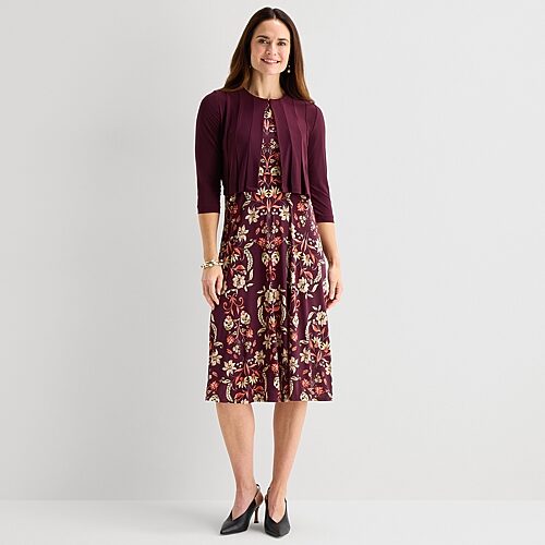 Click here for Danny & Nicole Womens Midi Floral Jacket Dress  X-... prices