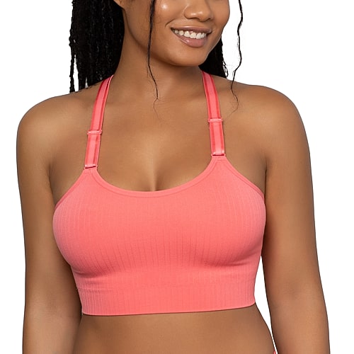 Curvy Couture Smooth Seamless Comfort Wireless Longline Bra-1332  4x-large  Orange