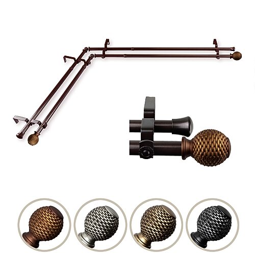 Rod Desyne Ozana Corner Double Curtain Rod  One Size  Brown
