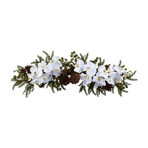 Click here for Nearly Natural 30 Phalaenopsis Orchid and Pine Swa... prices