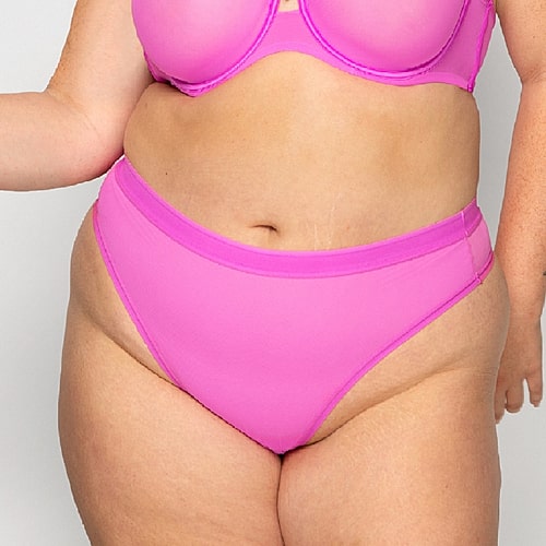 Click here for Curvy Couture Sheer Mesh High Cut Thong-1312  Smal... prices