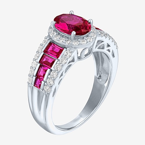 Click here for Womens Lab Created Red Ruby Sterling Silver Halo S... prices