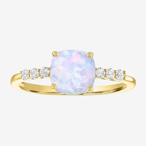 Click here for Womens Lab Created Gemstone 10K Gold Side Stone So... prices