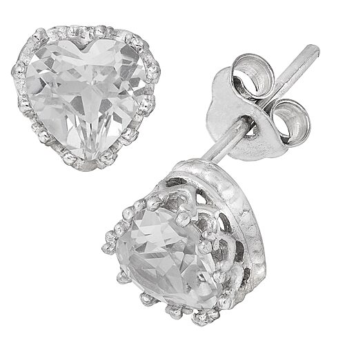 Click here for Sterling Silver Lab Created White Sapphire Crown E... prices