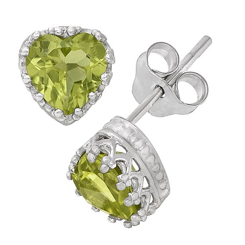 Click here for Sterling Silver Genuine Green Peridot Crown Earrin... prices