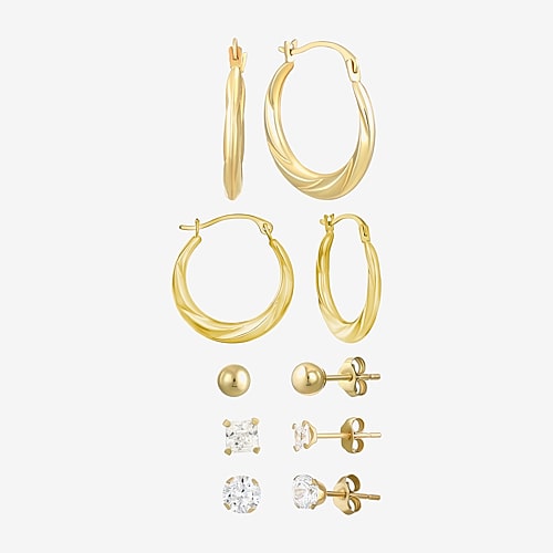 Click here for Womens Cubic Zirconia 10K Gold Round Square 5 Pair... prices