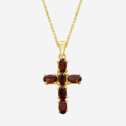 Click here for Womens Genuine Red Garnet 10K Gold Cross Pendant... prices