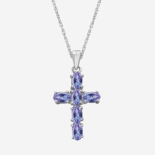 Click here for Womens Genuine Blue Tanzanite 10K Gold Cross Penda... prices