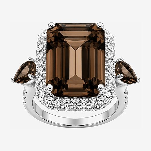 Click here for Womens Genuine Brown Quartz Sterling Silver Halo S... prices