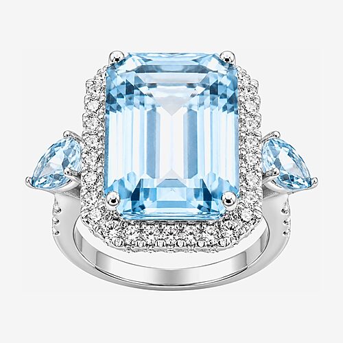 Click here for Womens Genuine Blue Topaz Sterling Silver Halo Sid... prices