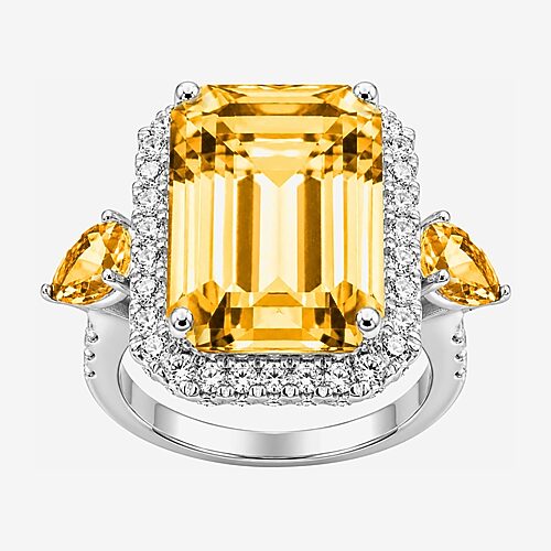 Click here for Womens Genuine Yellow Citrine Sterling Silver Halo... prices