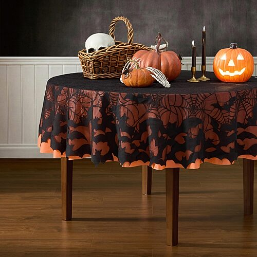 Click here for Elrene Bats Web Lace Halloween Tablecloth  70 Roun... prices