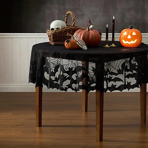 Click here for Elrene Bats Web Lace Halloween Tablecloth  70 Roun... prices