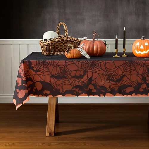 Click here for Elrene Bats Web Lace Halloween Tablecloth  52 x 52... prices