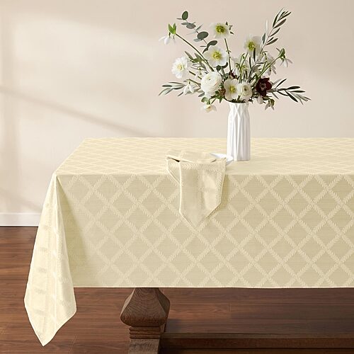 Click here for Lenox Laurel Leaf 70 x 86 Ivory Tablecloth - Ivory prices