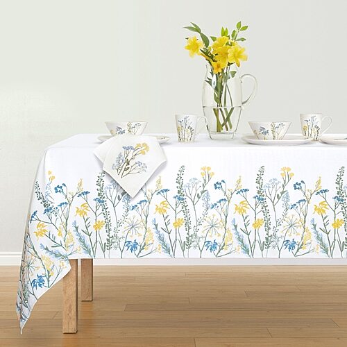 Lenox Wildflowers Border Tablecloth  One Size  Blue