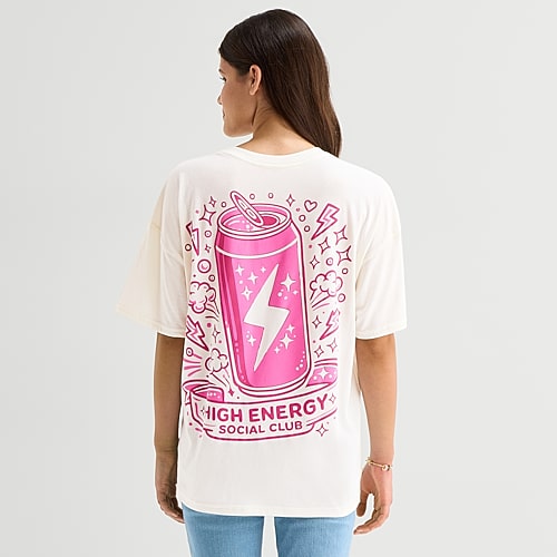 Click here for Energy Drink Tee Womens Juniors Crew Neck Short Sl... prices